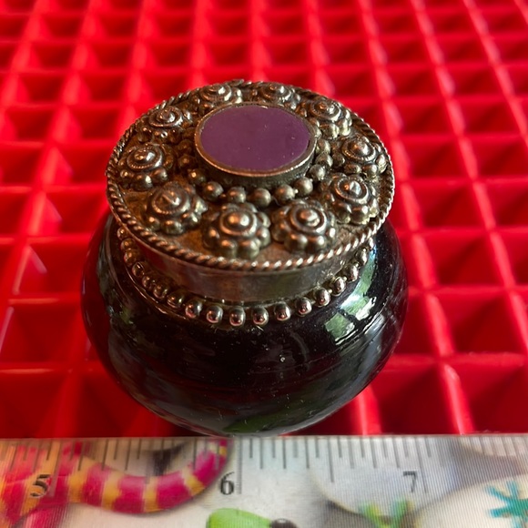 Storage & Organization | Round Black And Silver Trinket Box | Poshmark